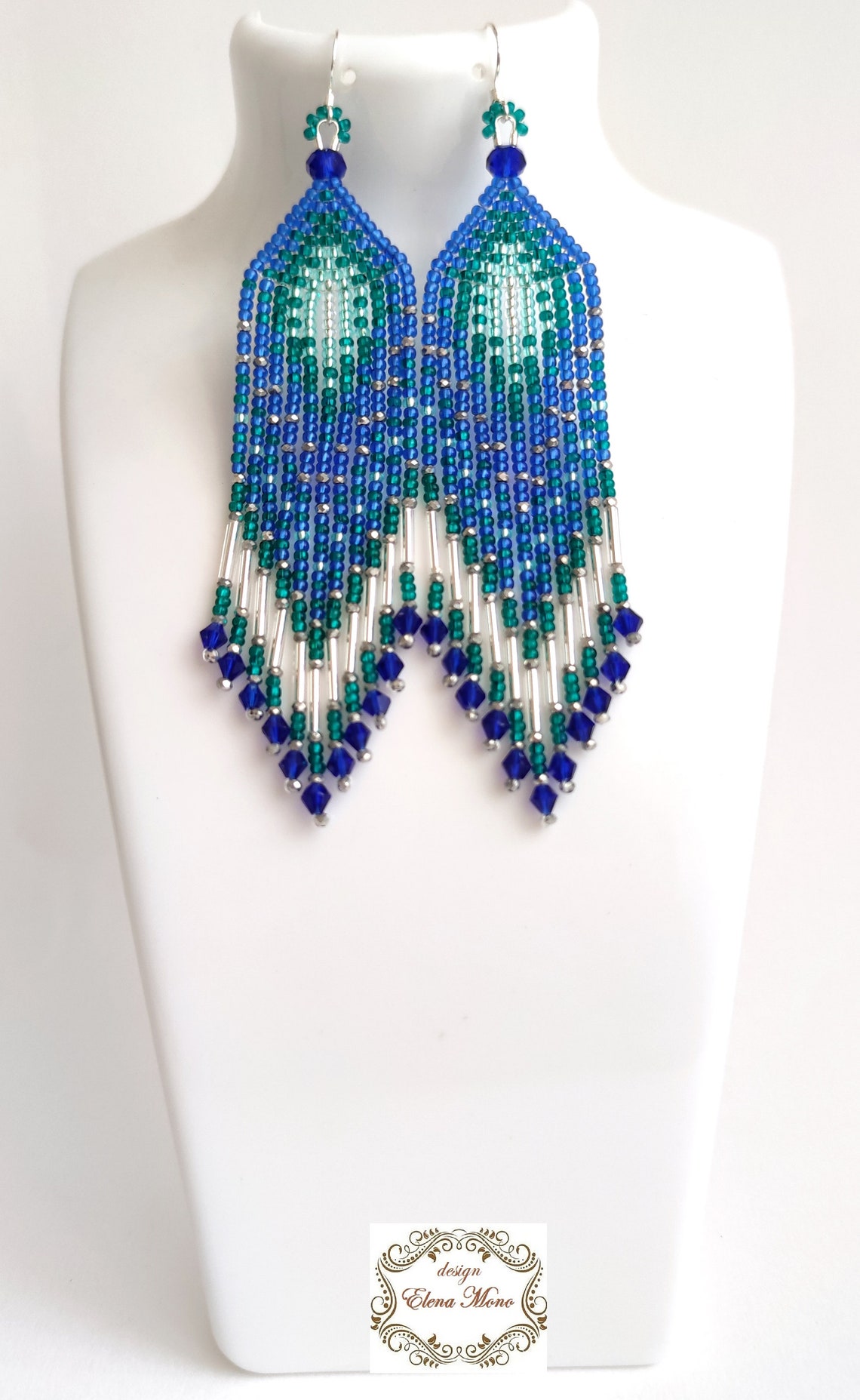 PDF Pattern and Tutorial Long Brick Stitch Fringe Earrings - Etsy