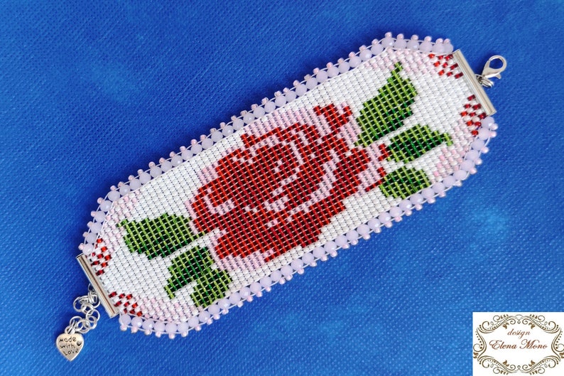 PDF Pattern Bead Loom Bracelet rose PDF Tutorial | Etsy