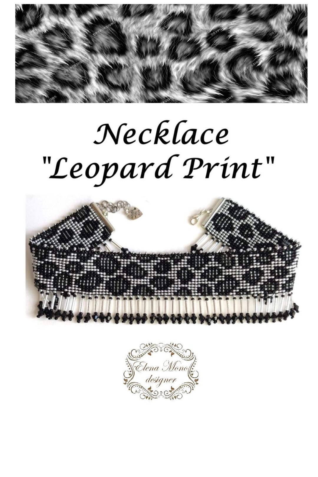 Leopard Print Beaded Loom Necklace: Czech Seed Bead Fringe Choker - Etsy