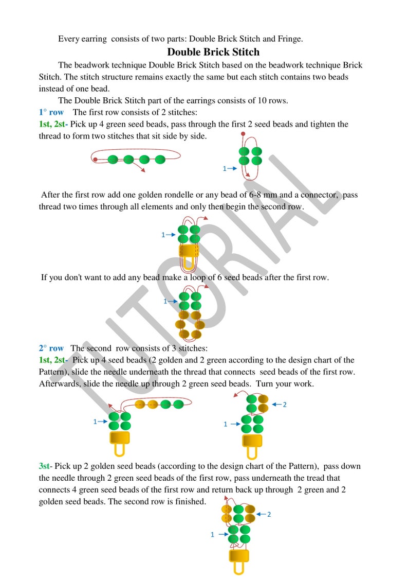 PDF Pattern and Tutorial for Double Brick Stitch Fringe | Etsy
