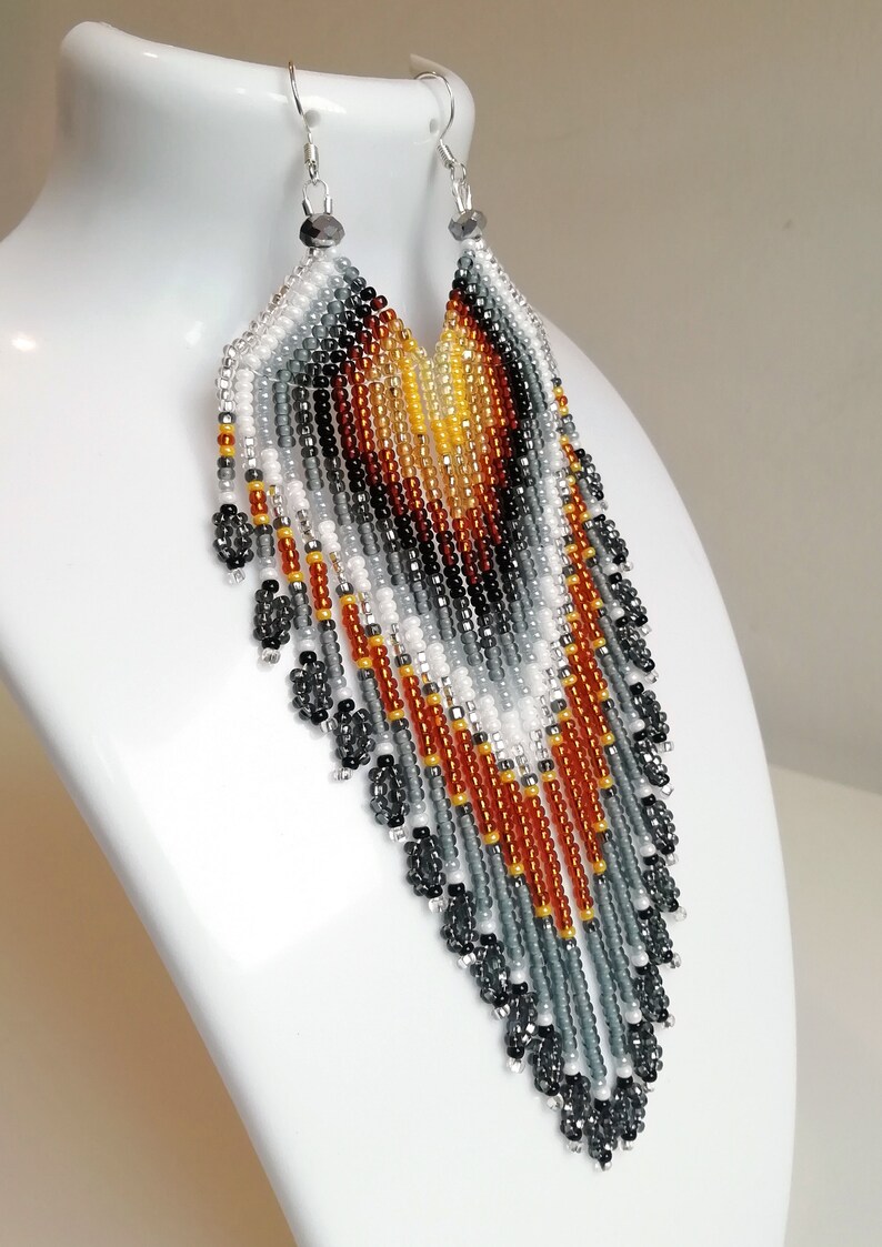 PDF Pattern and Tutorial Brick Stitch Long Fringe Earrings | Etsy