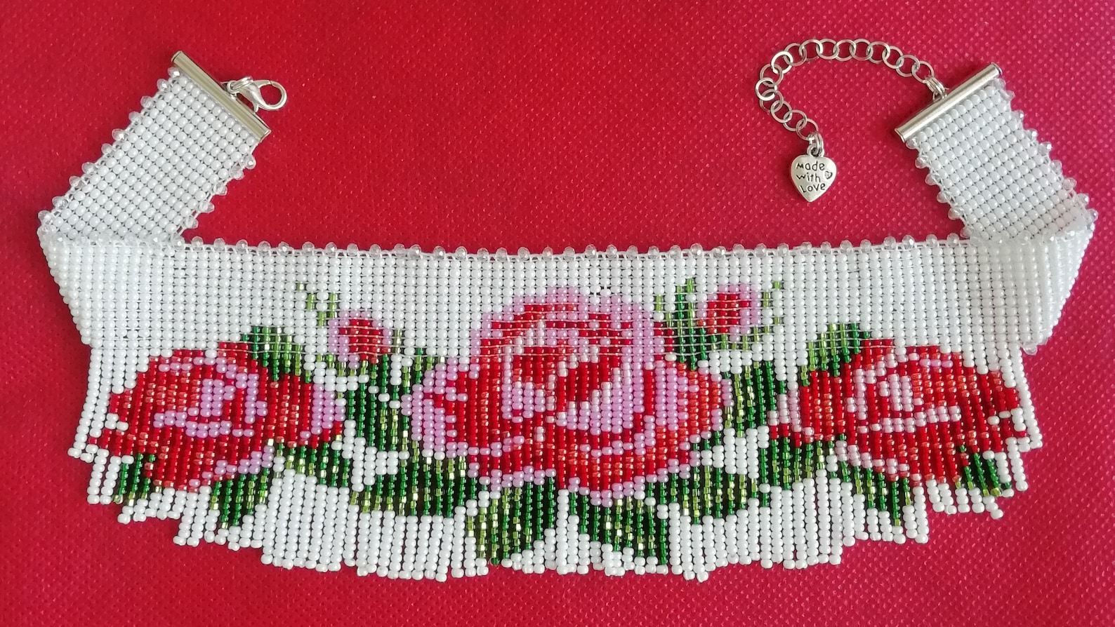 PDF Pattern Bead Loom Fringe Necklace roses PDF | Etsy