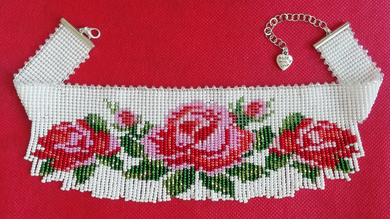 PDF Pattern Bead Loom Fringe Necklace roses PDF - Etsy