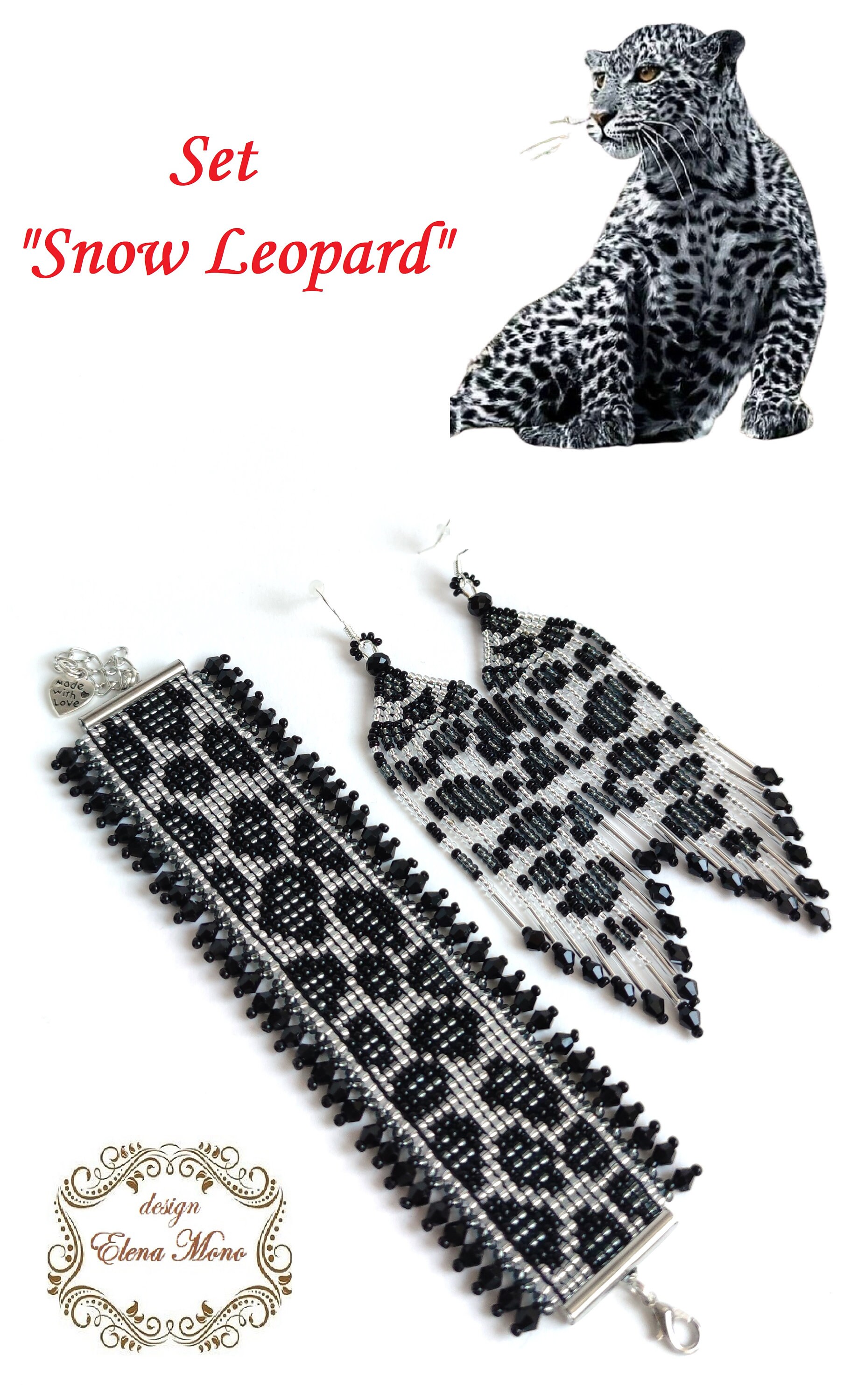 PDF Pattern Bead Loom Bracelet snow Leopard PDF | Etsy