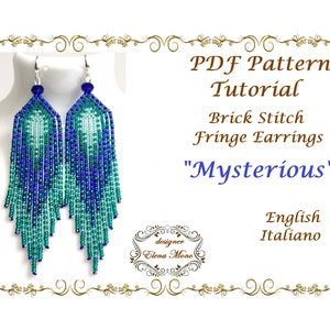 PDF Pattern and Tutorial Brick Stitch Fringe Earrings mysterious, Graph ...
