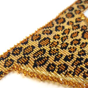 Beaded Loom Fringe Necklace golden Leopard Print - Etsy