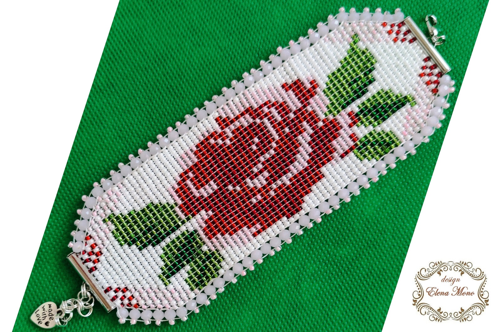 PDF Pattern Bead Loom Bracelet rose PDF Tutorial | Etsy