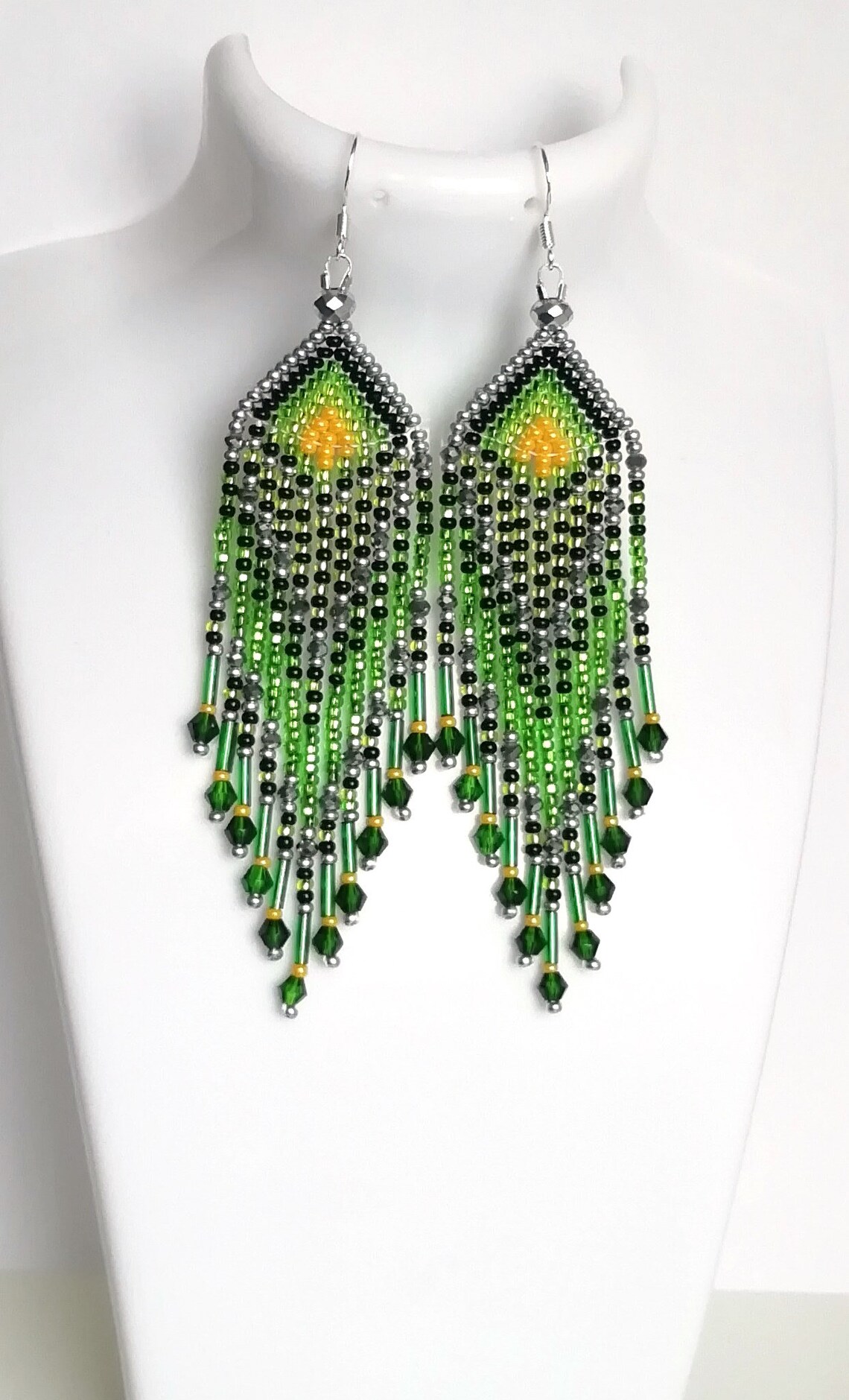 PDF Pattern and Tutorial Brick Stitch Fringe Earrings | Etsy