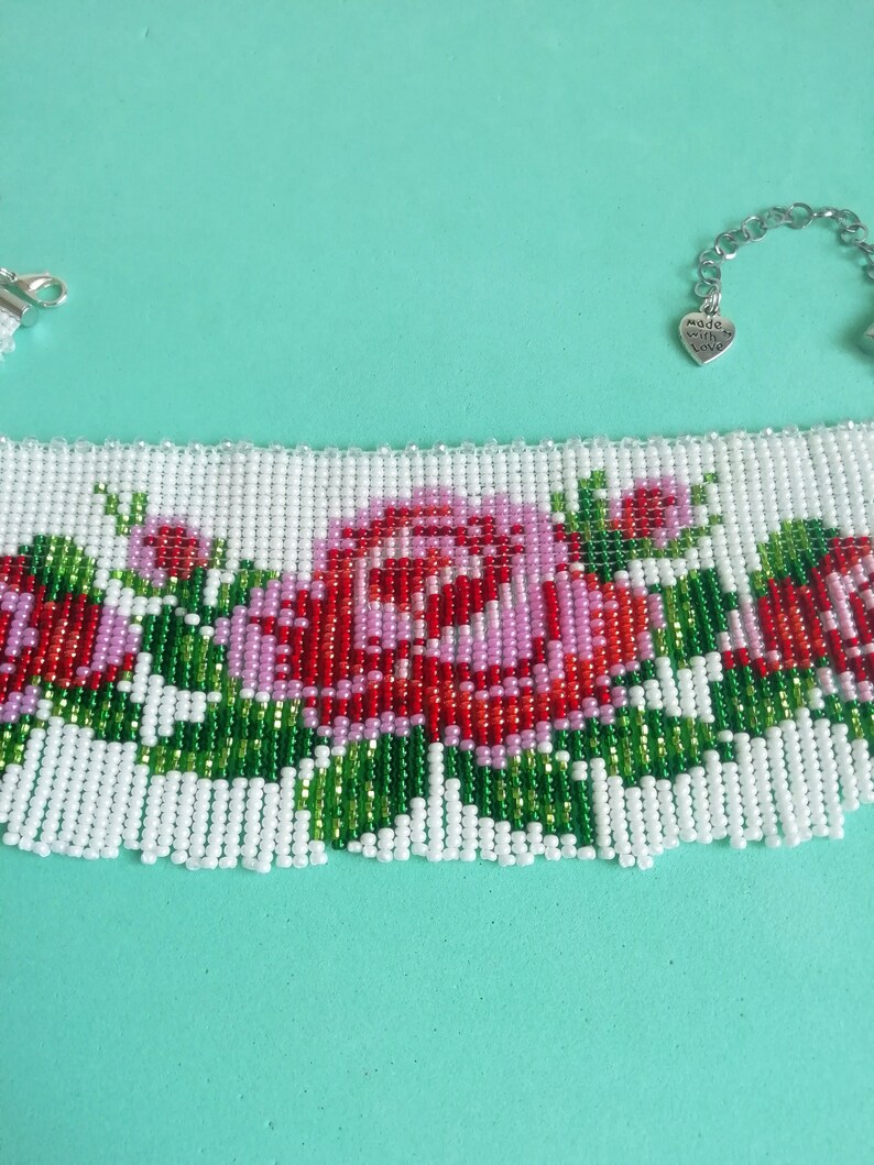 PDF Pattern Bead Loom Fringe Necklace roses PDF - Etsy