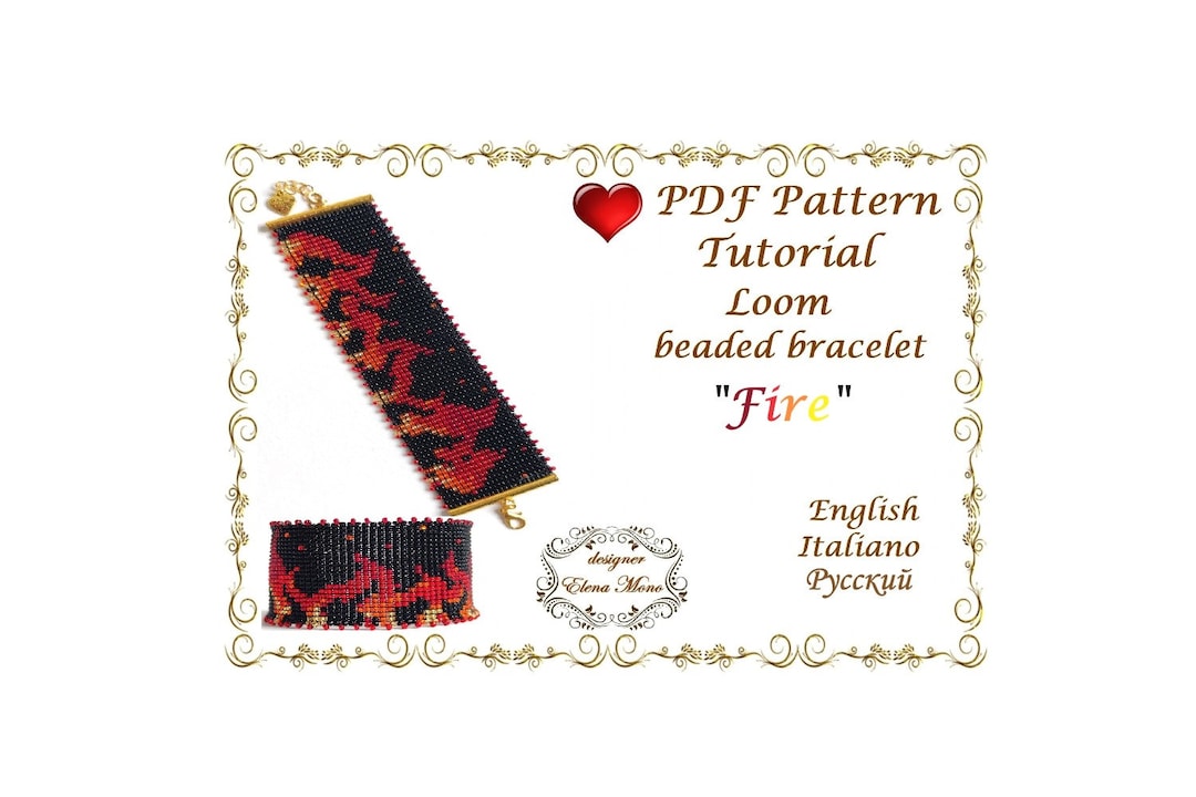 PDF Pattern Beaded Loom Bracelet "fire", PDF Tutorial, Beaded Jewelry ...