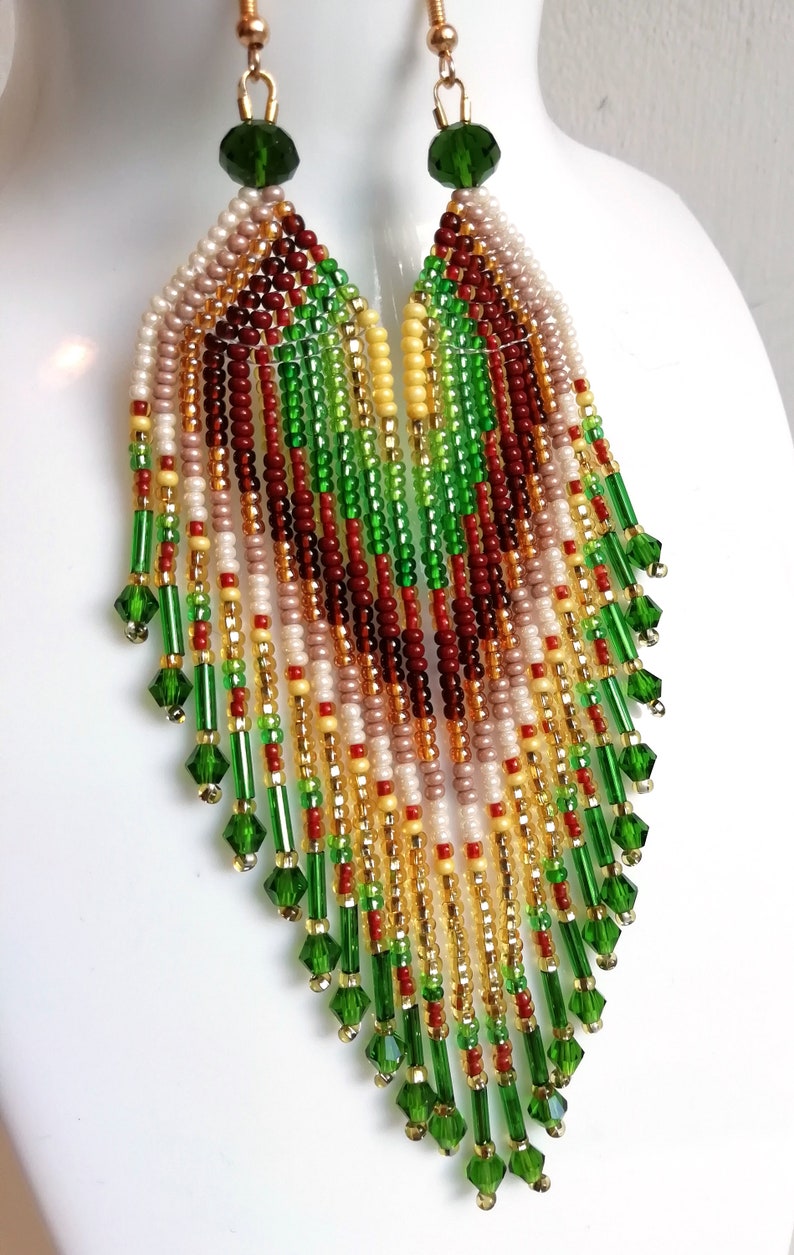 PDF Pattern and Tutorial Brick Stitch Long Fringe Earrings - Etsy