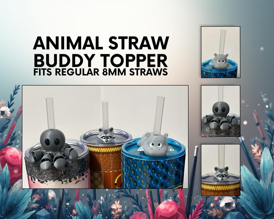3D Printed Animal Straw Topper – Fits 8mm Straws - Etsy