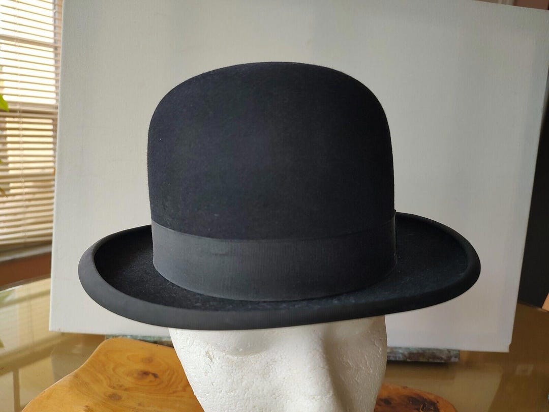 VTG 1900 Grand Prize John B Stetson Philadelphia Black Bowler Derby Hat ...