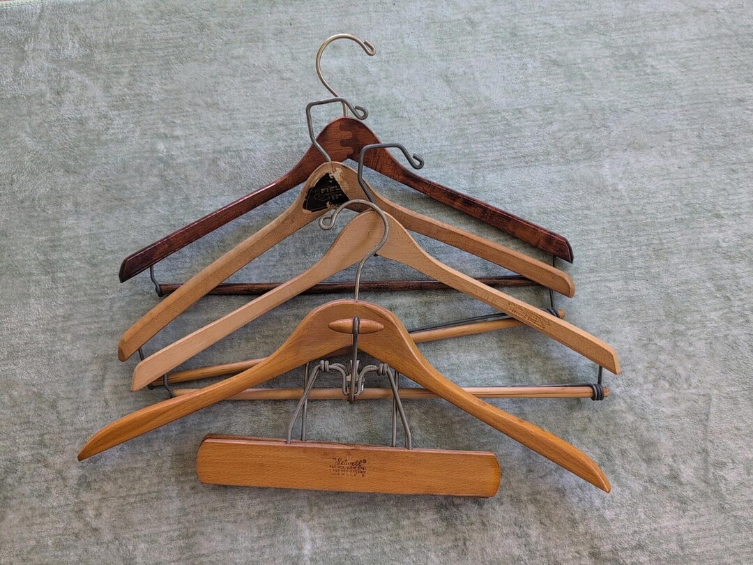 Mixed Lot Vintage Wooden Suit Hangers Setwell, Wishbone, Field Brothers ...