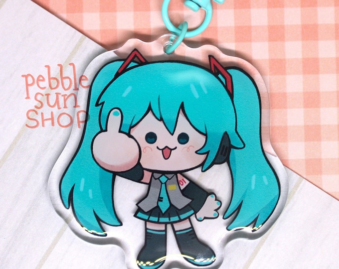 Hatsune Miku Middle Finger 2.25" Acrylic Keychain - Double Sided - Etsy