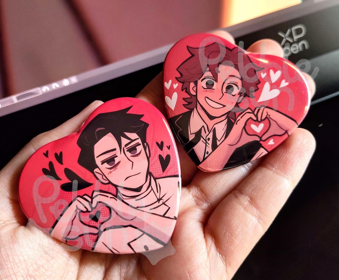 Rody and Vincent Dead Plate 2" X 2.25" Heart Pin-back Buttons - Etsy