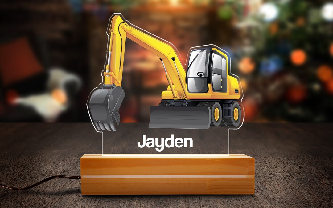 Personalized Excavator Night Light, Excavator Gift Ideas, Construction ...