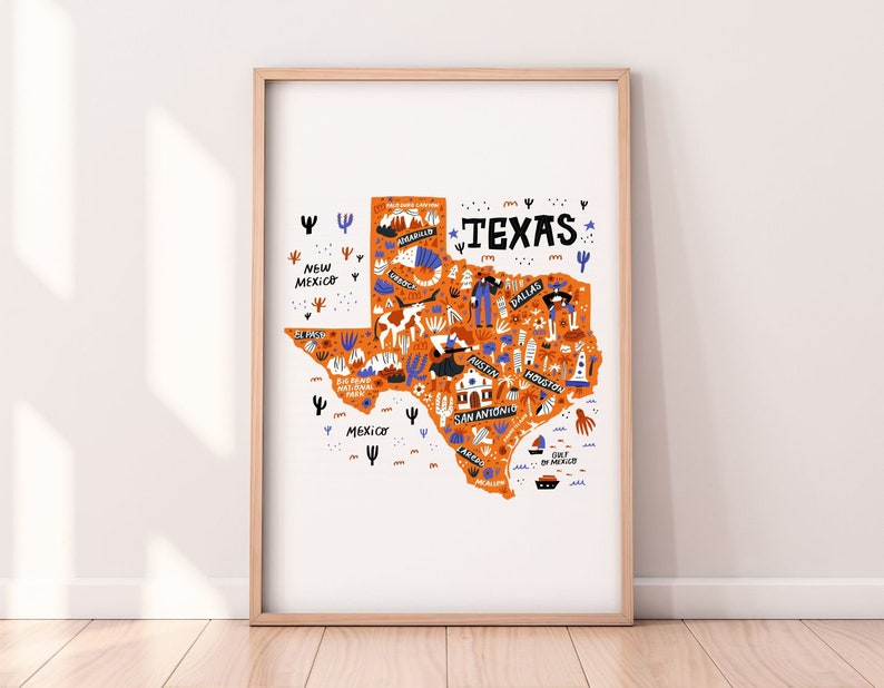 Texas Poster, Texas Map Art, Texas Map Wall Art, Texas Canvas, Texas ...