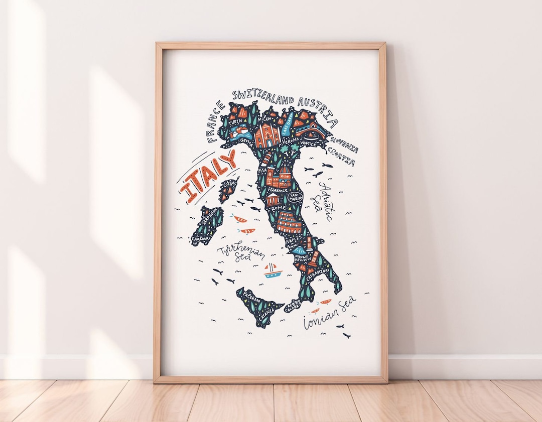 Italy Poster, Italy Map Art, Italy Map Wall Art, Italy Canvas, Italy ...