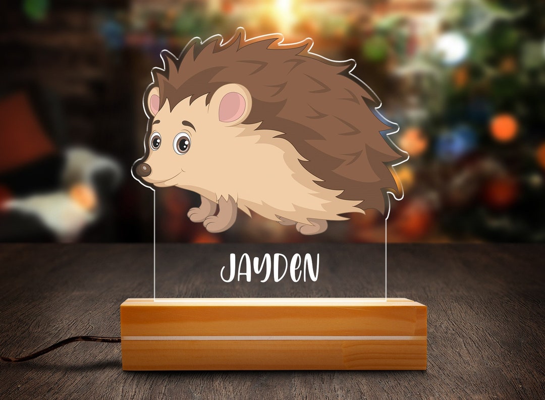 Personalized Hedgehog Night Light, Hedgehog Gift Ideas, Hedgehog Themed ...