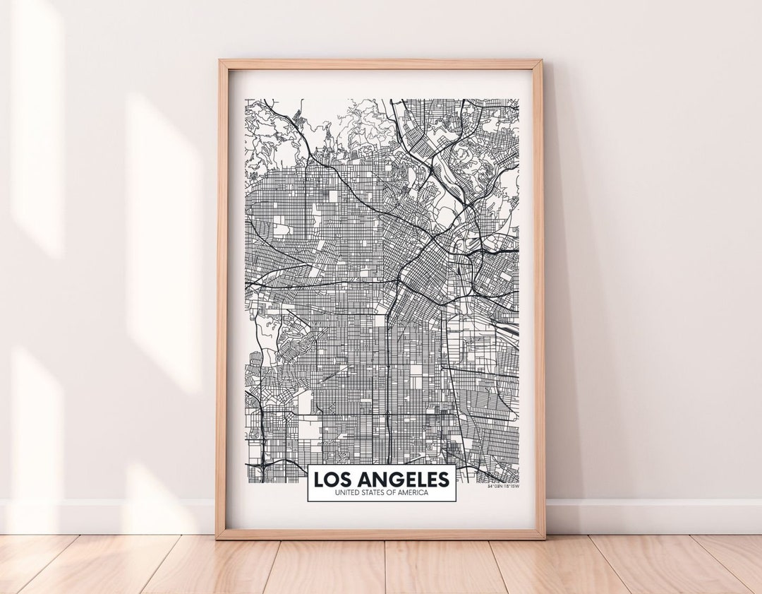 Los Angeles Poster, Los Angeles Map Poster, Los Angeles Wall Art, Los ...