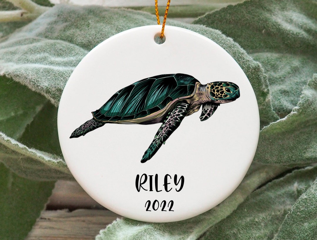 Personalized Sea Turtle Christmas Ornament, Custom Sea Turtle Gift Idea ...