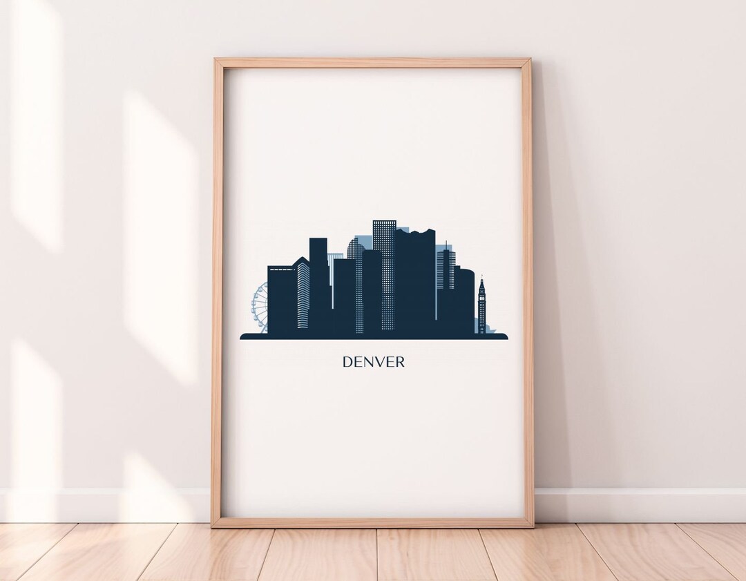 Denver Travel Poster, Denver Skyline Art, Denver Skyline Canvas, Denver ...