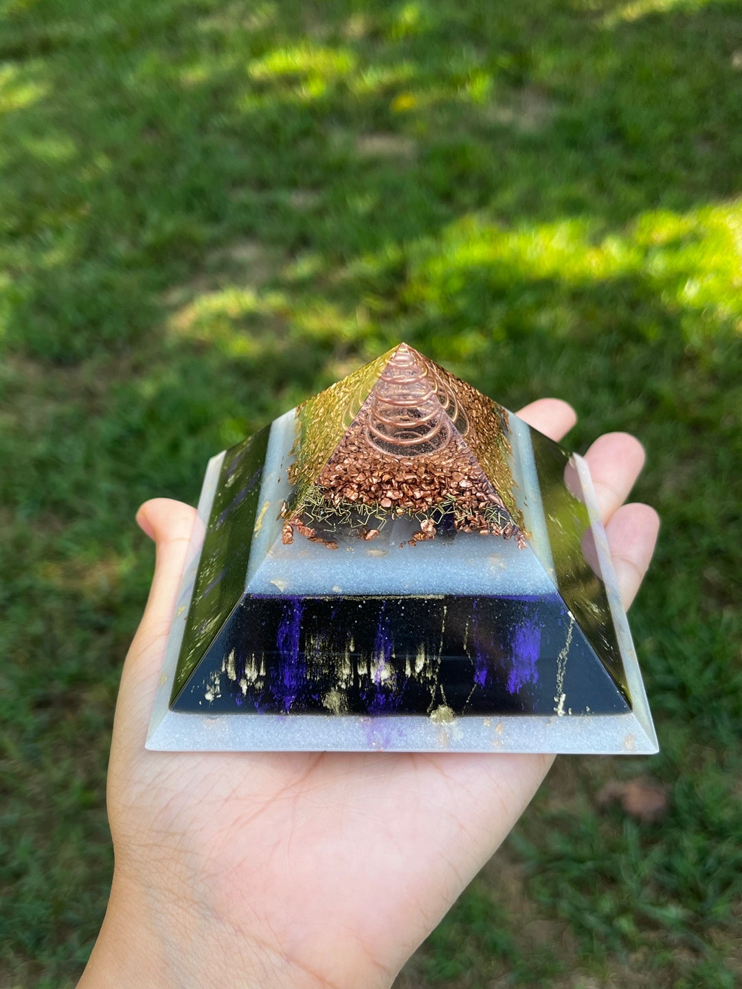 Orgone Pyramid W/amethyst, Atomized and Shavings of Metals, Crystals ...