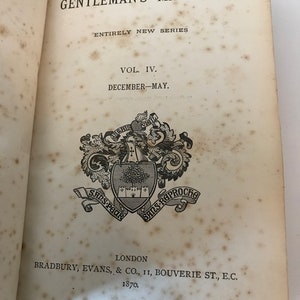 Gentlemans Magazine 1970 Antique Book 1870s Book Antique Collectible - Etsy