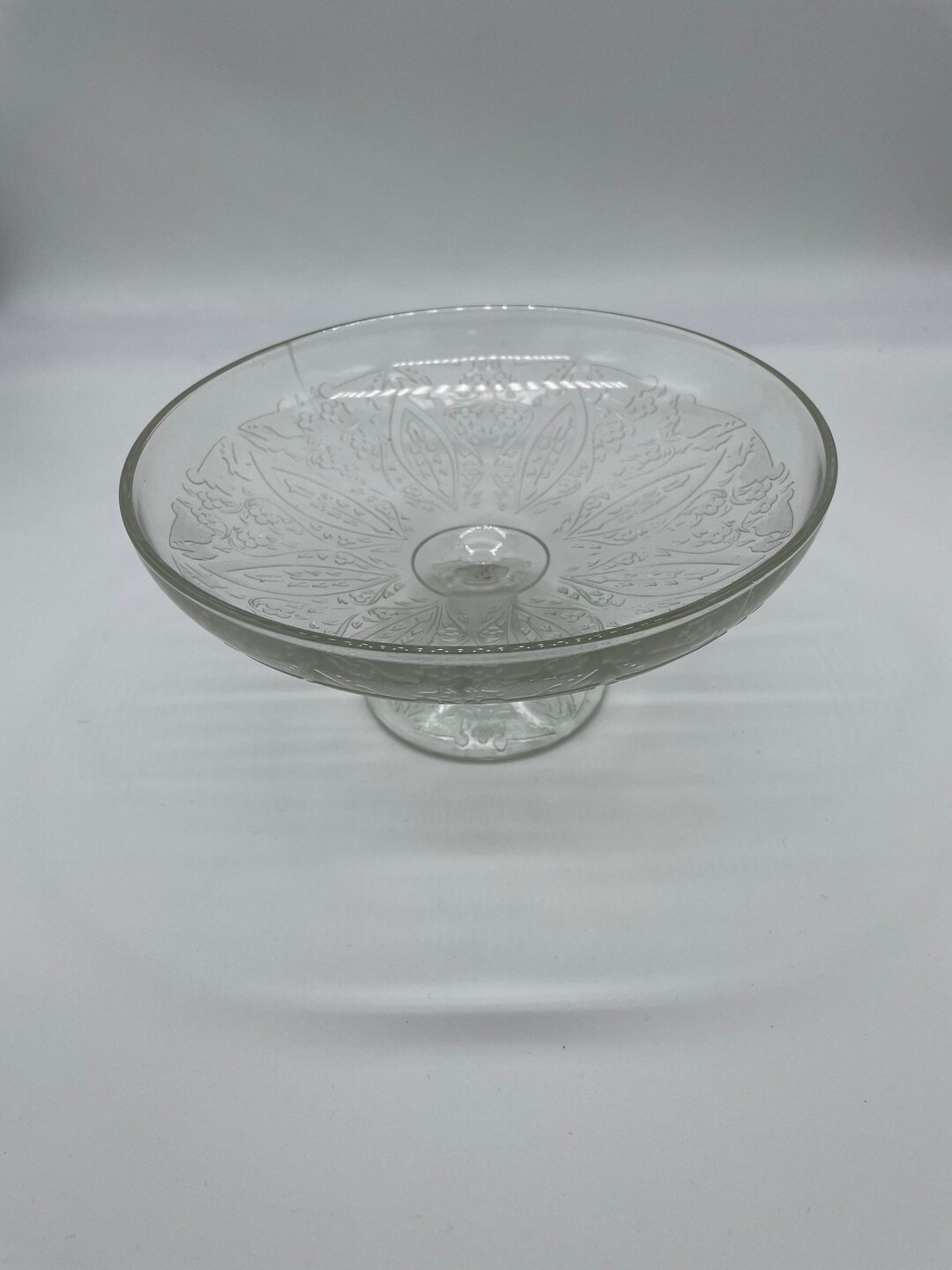 Vintage Pressed Glass Fruit Stand, Serving Bowl Bon Bon Dish, Pedestal ...