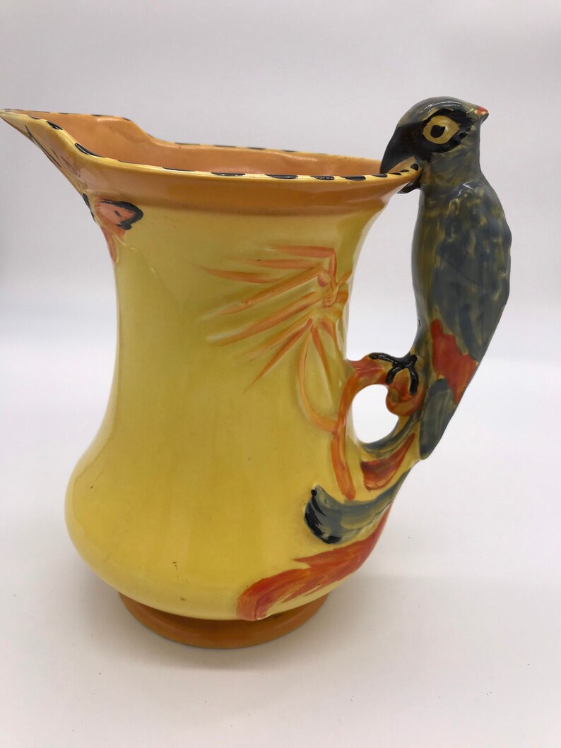 Fabulous and Rare 1930s Burleigh Ware Parrot Jug Vase, Tropical ...