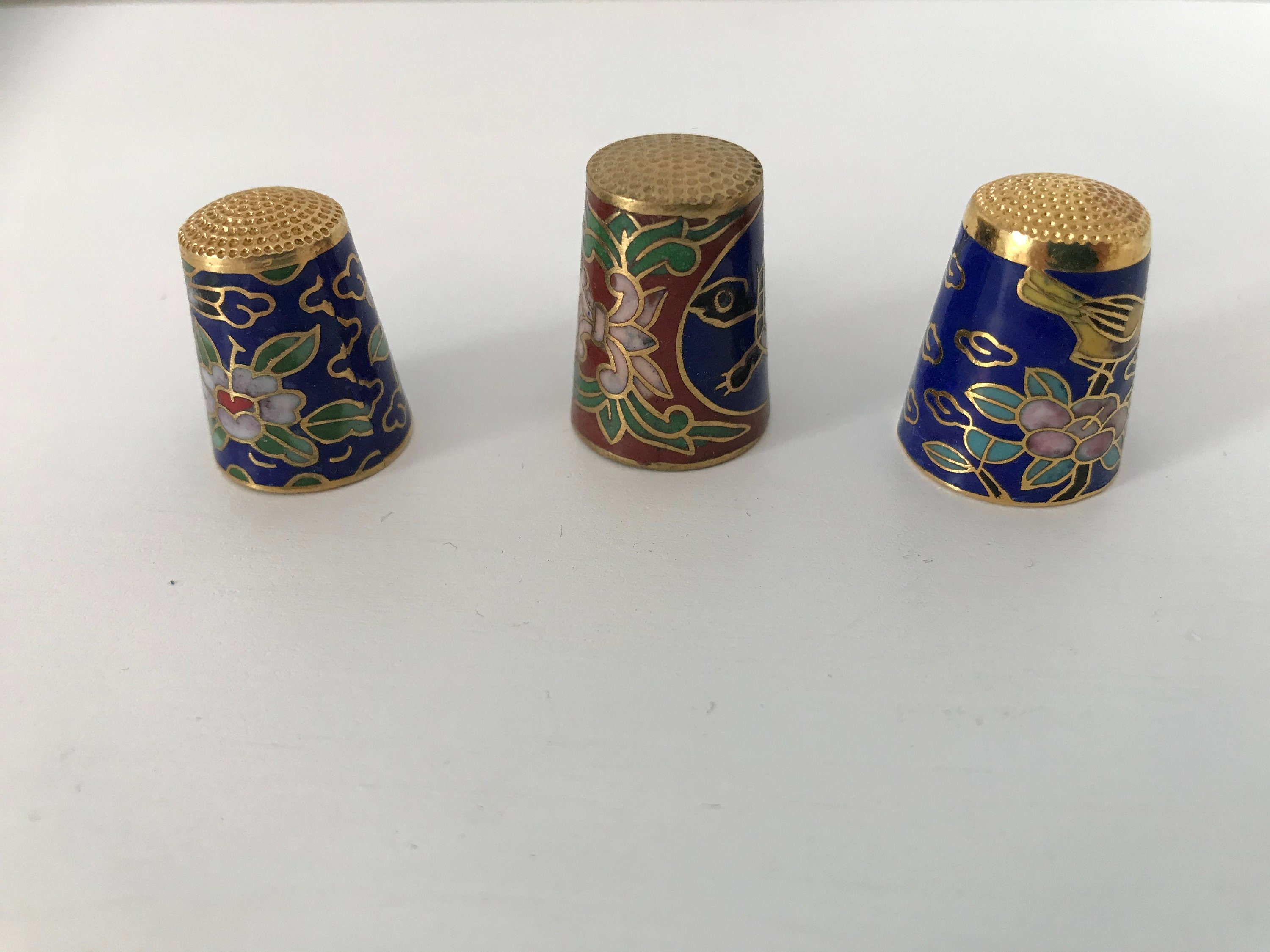 Cloisonné Thimble Trio Collectible Vintage Thimbles - Etsy