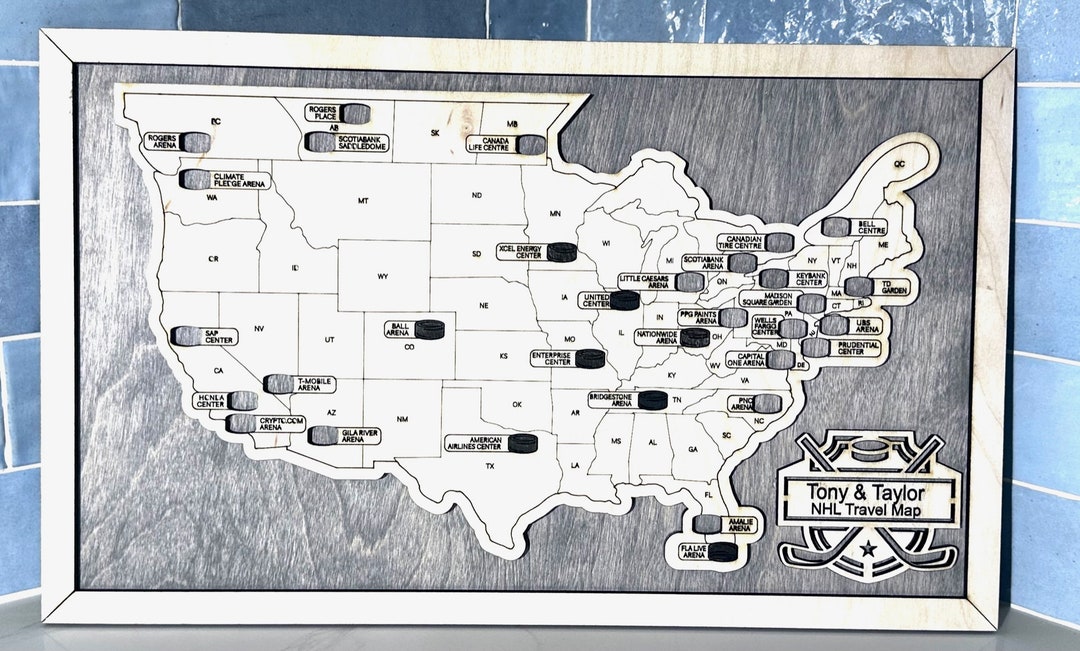 Custom Hockey Arena Stadium Travel Tracker Map Hockey Sign Hockey Lover ...