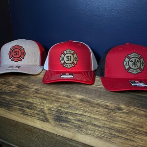 Custom Fire Department Hat | Leather Patch | Great Gift | Firefighter ...