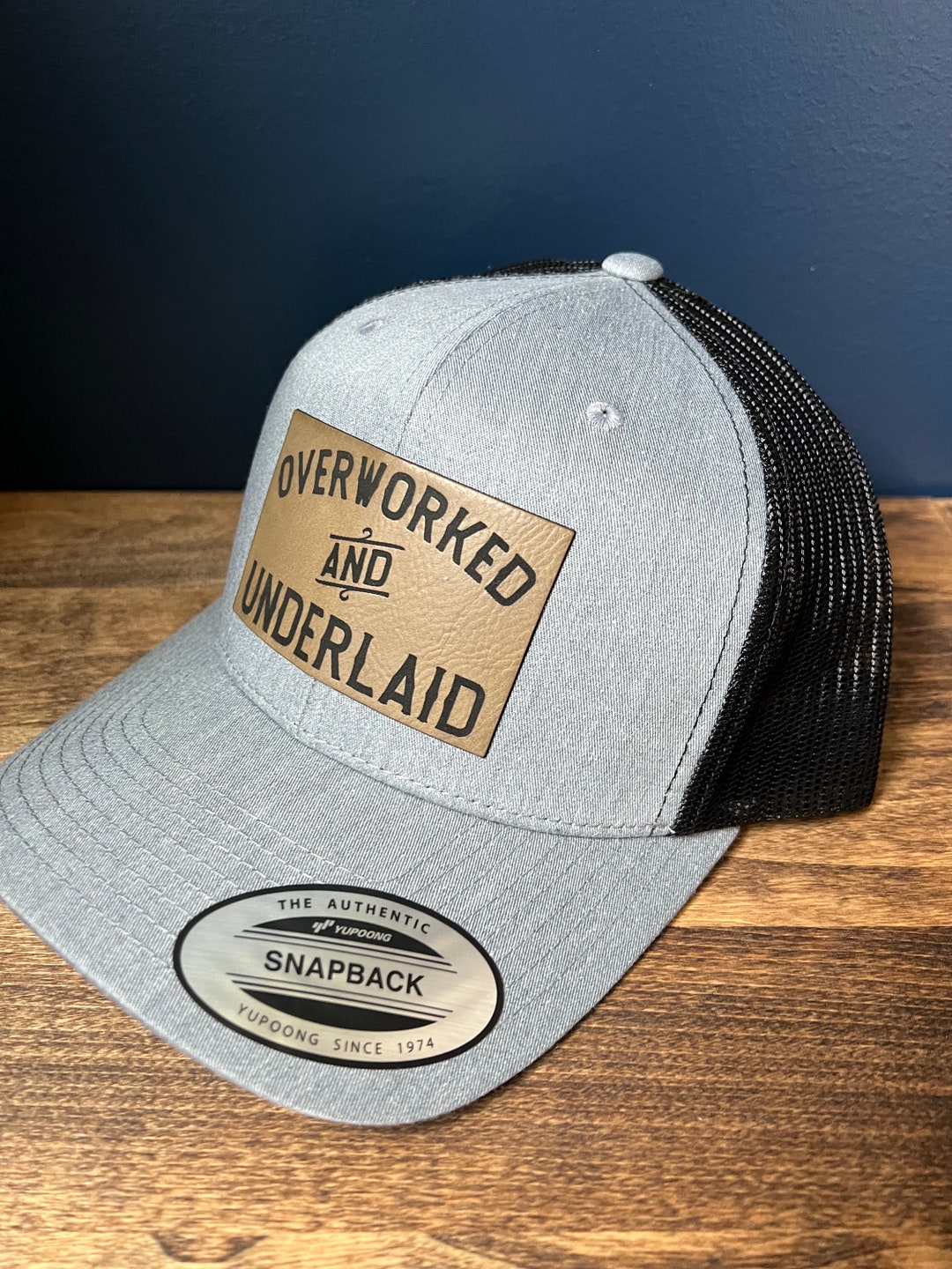 Overworked and Underlaid Trucker Hat With Patch | Trendy Hat | Hat ...