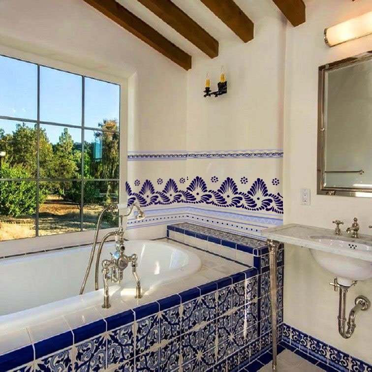 Mexican Talavera Border Svg Blue Talavera Decoration - Etsy