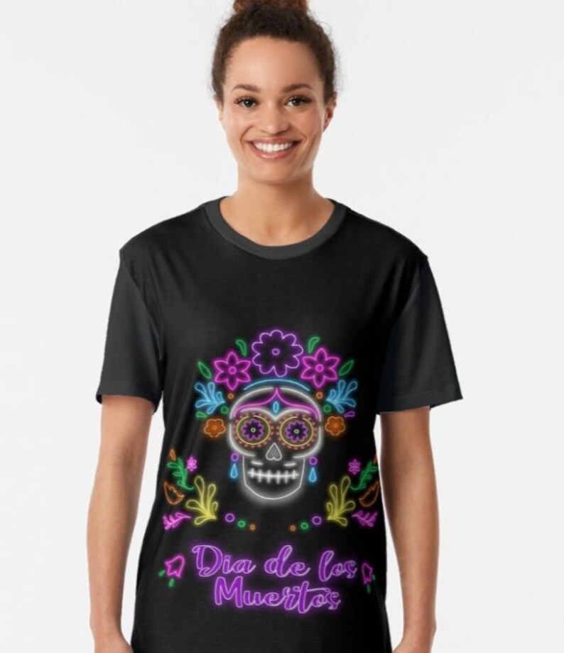 Dia De Los Muertos Digital Download, Mexican Catrina and Flowers, Neon ...