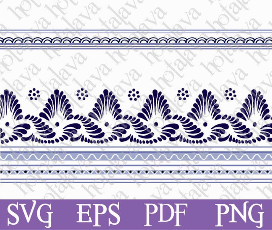 Mexican Talavera Border Svg, Blue Talavera Decoration, Downloadable Svg ...