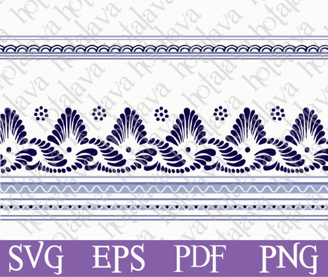 Mexican Talavera Border Svg Blue Talavera Decoration - Etsy