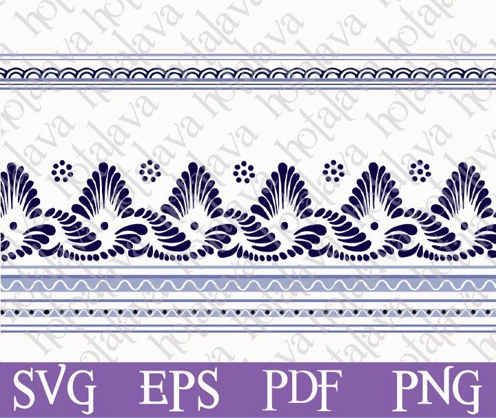 Mexican Talavera Border Svg Blue Talavera Decoration - Etsy