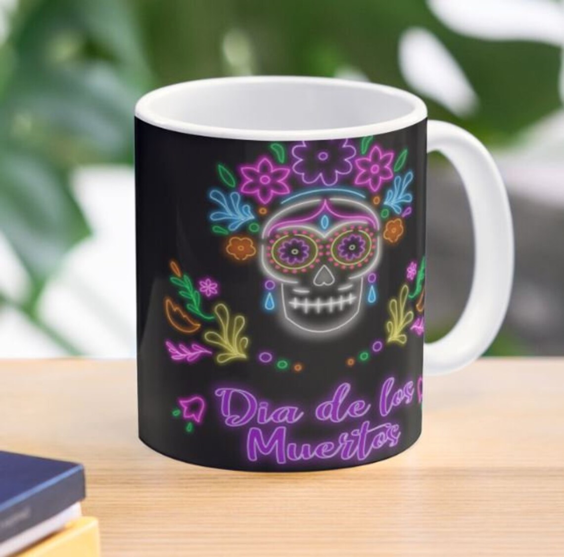 Dia De Los Muertos Digital Download, Mexican Catrina and Flowers, Neon ...