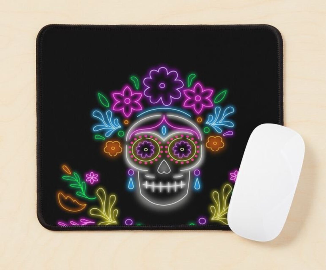 Dia De Los Muertos Digital Download, Mexican Catrina and Flowers, Neon ...