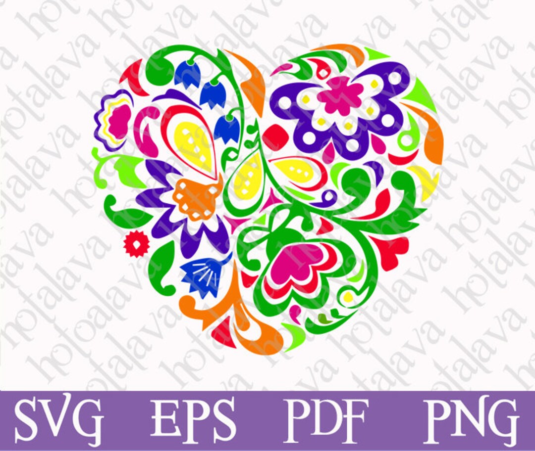 Corazon Colorido Svg, Mexican Colored Heart Svg, Downloadable Svg ...