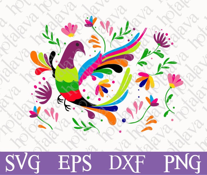 Mexican Otomi Bird and Flowers Svg, Valentines Svg, Digital Svg File ...