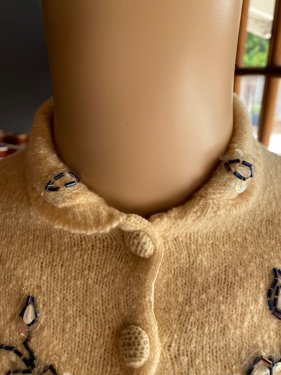 VINTAGE 1950s - Laury Rich Knitwell Embellished Cardi… - Gem