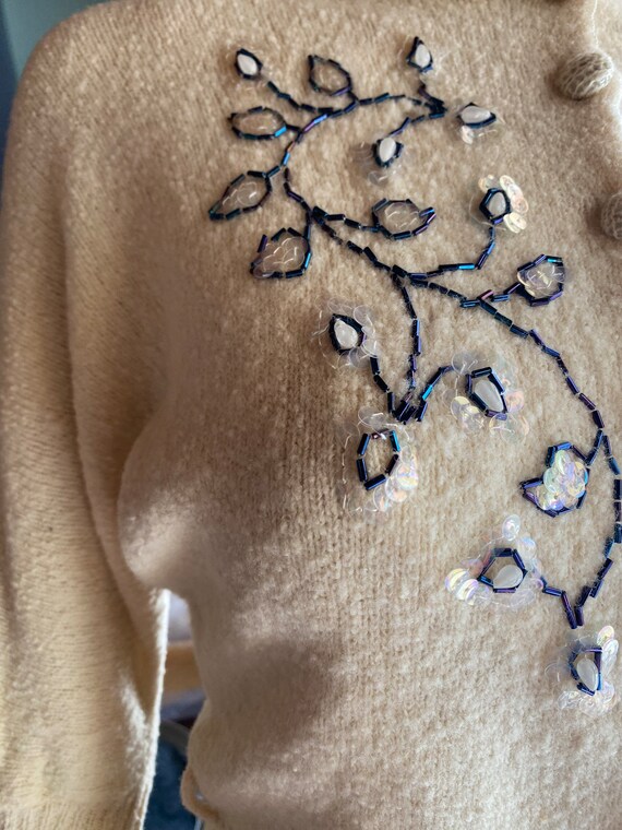 VINTAGE 1950s - Laury Rich Knitwell Embellished Cardi… - Gem