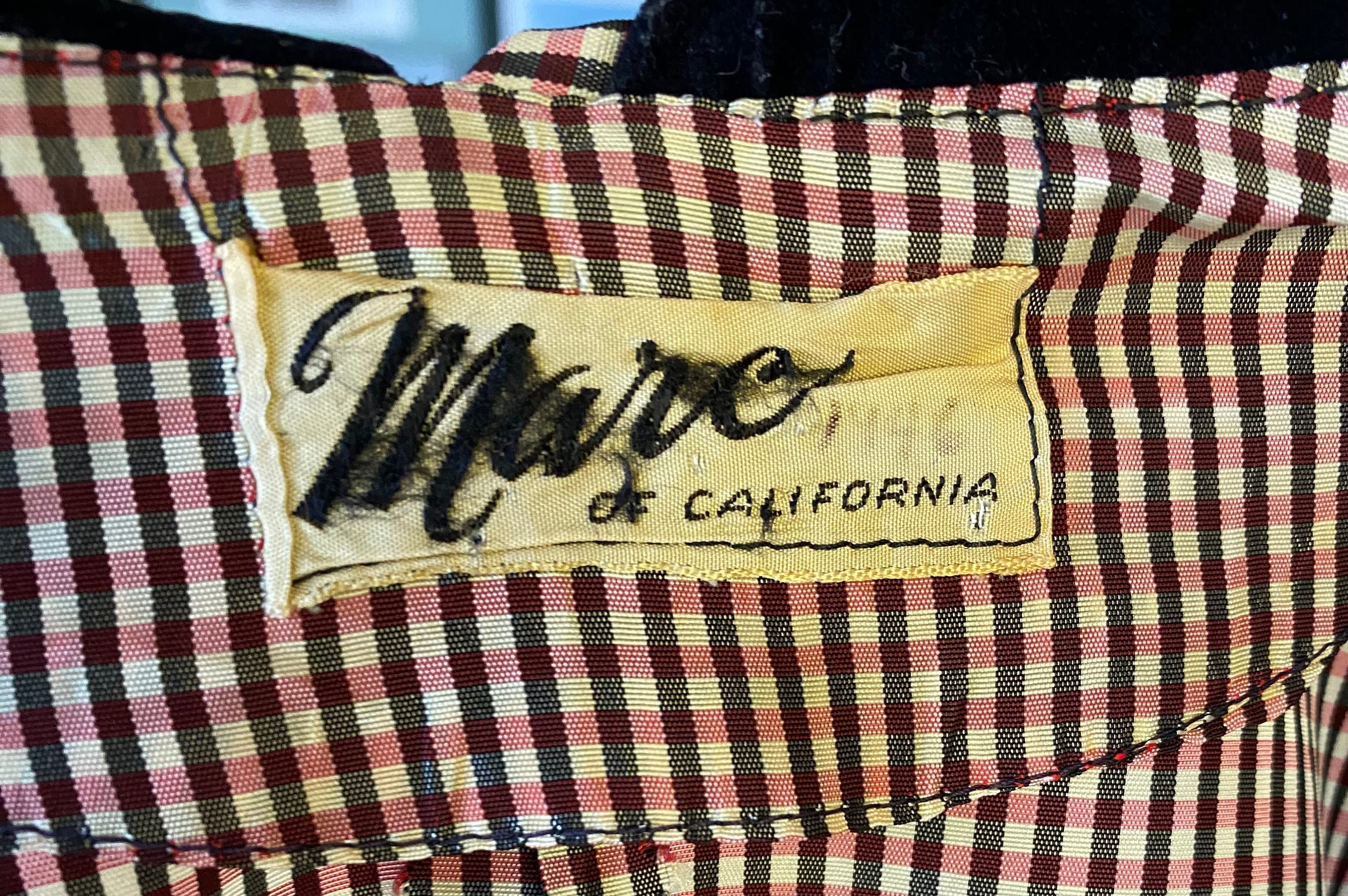 VINTAGE 1950s MARC of CALIFORNIA Pink/black/white Checkered Taffeta ...