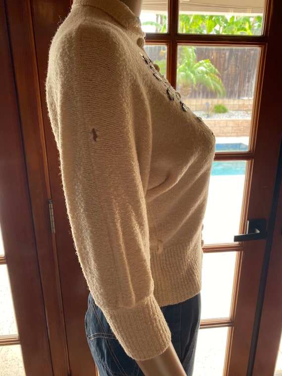 VINTAGE 1950s - Laury Rich Knitwell Embellished Cardi… - Gem