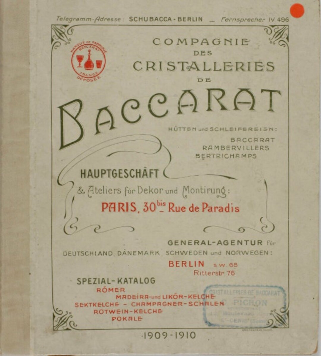 Antique Baccarat Crystal Catalogue 1909 1910 edition 28 pages PDF ...