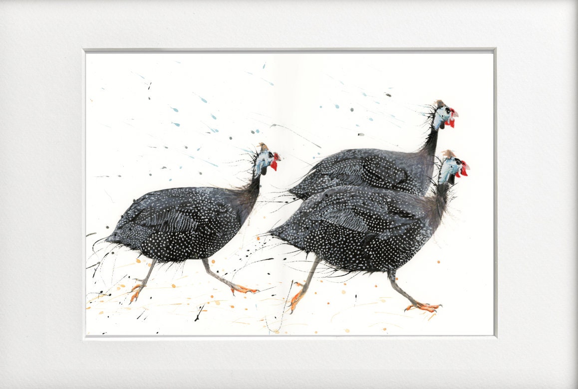 Running Guinea Fowl, Hand Finished Print, Hand Signed. Countryside ...
